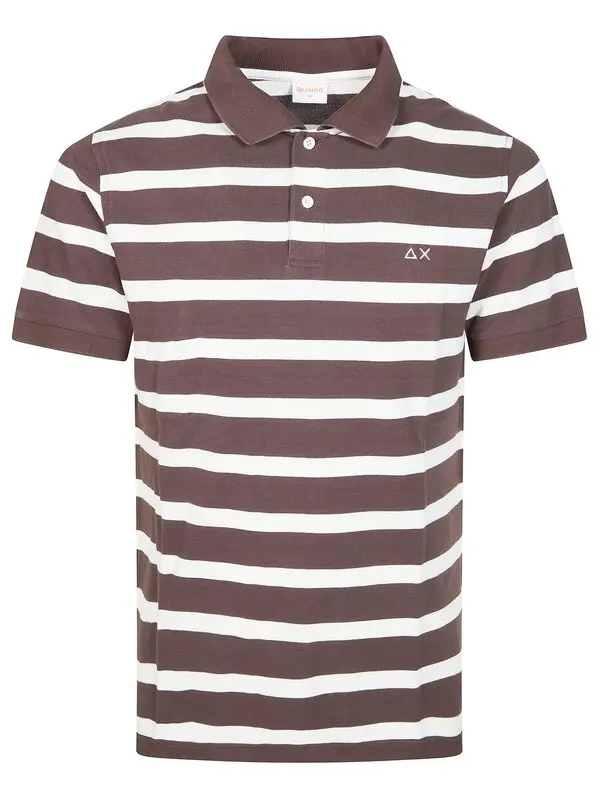 SUN 68 Classic Striped Polo For - Marrone
