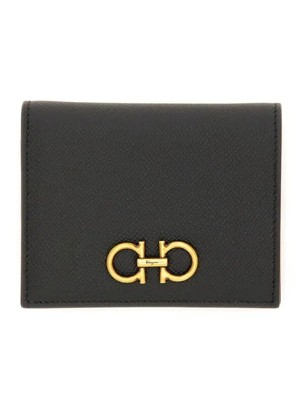 FERRAGAMO Gancini Hook Wallet - Black