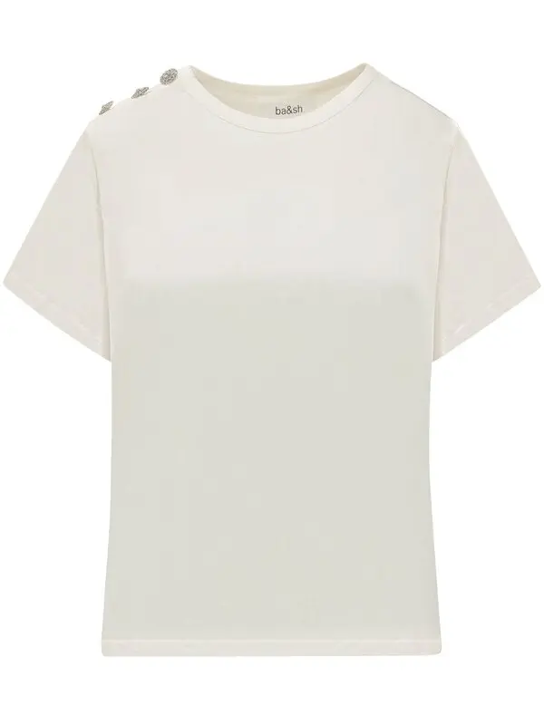 Ba&sh Classic T-shirt With Unique Shoulder Detail - Ecru