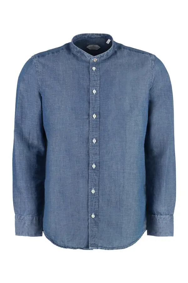 BASTONCINO Asymmetric Hem Cotton Shirt - Denim