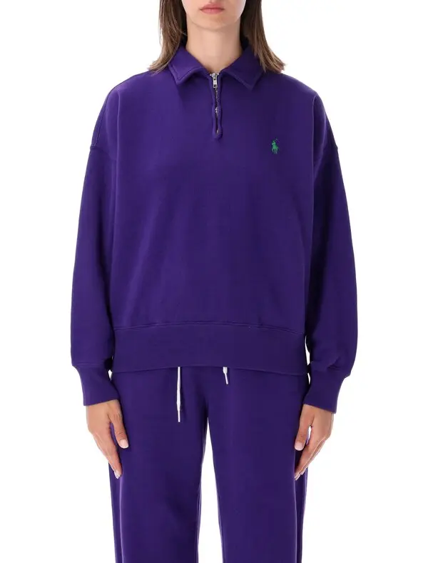 Polo Ralph Lauren Relaxed Polo Collar Half-zip Sweatshirt - Chmpn Prpl