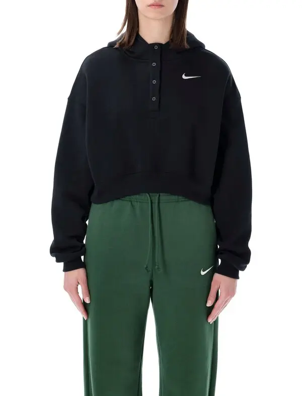 Nike Cropped Oversized Sweatshirt With Henley Placket And Hood