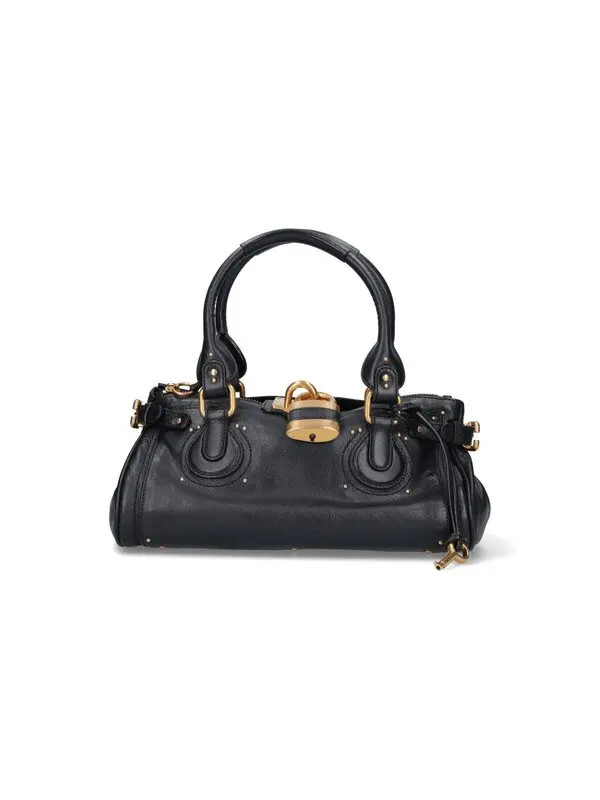 Chloé Inspired Buffalo Leather Mini Bag With Suede Pocket Lining - Black