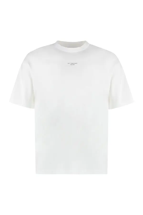 Drole De Monsieur Classic Logo Slogan Cotton Crew-neck T-shirt - White