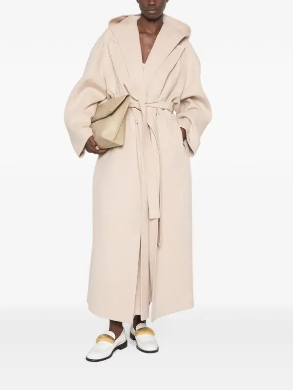 Sportmax Virgin Wool Hooded Loose-fit Coat - Beige