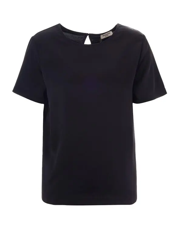 Max Mara Short Sleeve Blouse With Back Keyhole - Nero