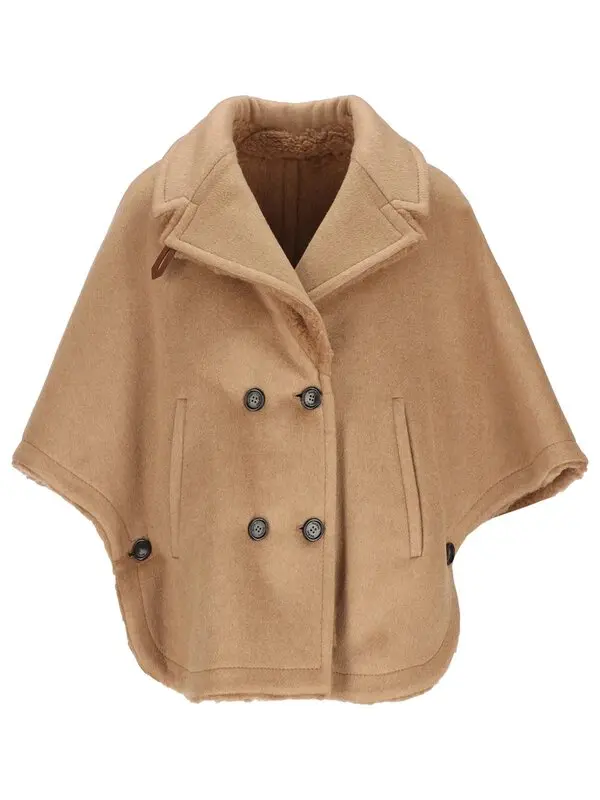 Max Mara Camel Cape With Fur Lining - Beige