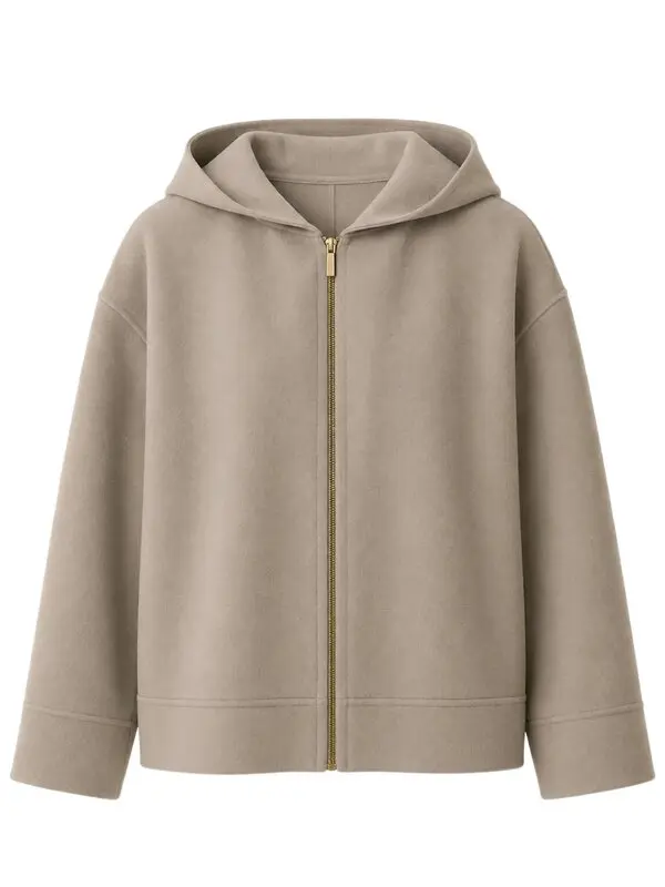 Max Mara Hooded Virgin Wool Jacket With Zip Closure And Side Pockets