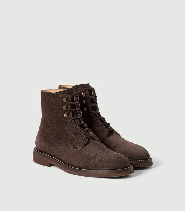 Brunello Cucinelli Brushed Leather Ankle Boots