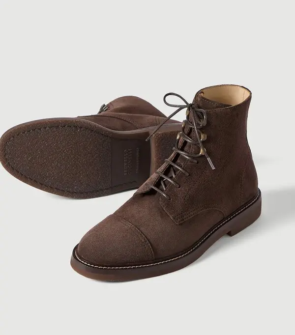 Brunello Cucinelli Brushed Leather Ankle Boots