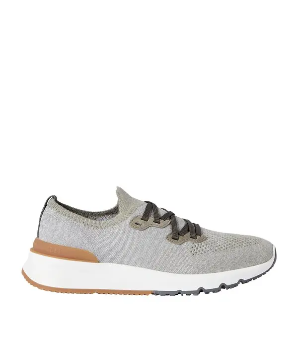 Brunello Cucinelli Cotton-blend Chiné-knit Sneakers