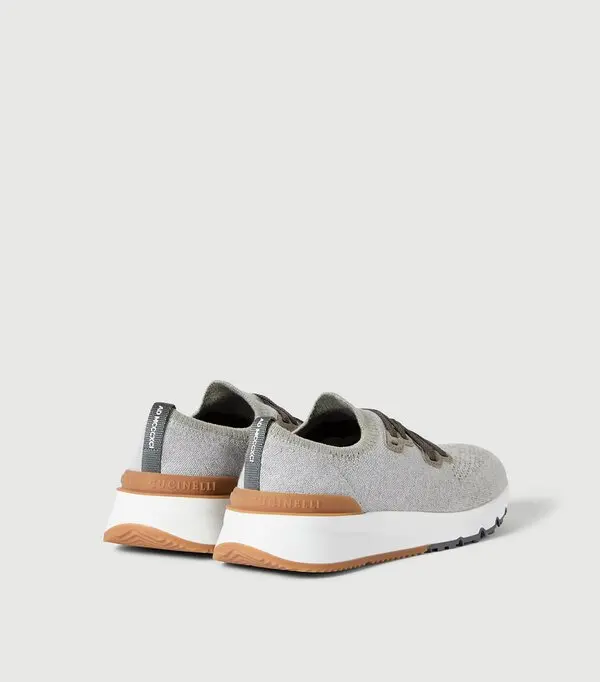 Brunello Cucinelli Cotton-blend Chiné-knit Sneakers