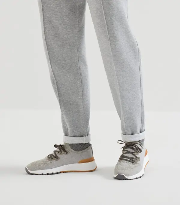 Brunello Cucinelli Cotton-blend Chiné-knit Sneakers