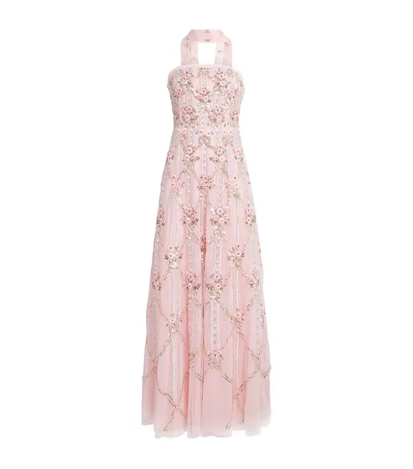 NEEDLE & THREAD Lovers Lace Gown With Scarf