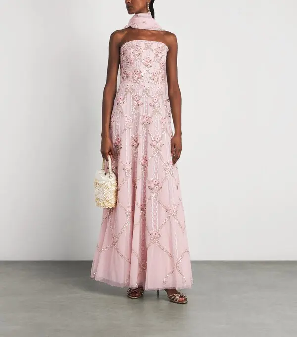 NEEDLE & THREAD Lovers Lace Gown With Scarf