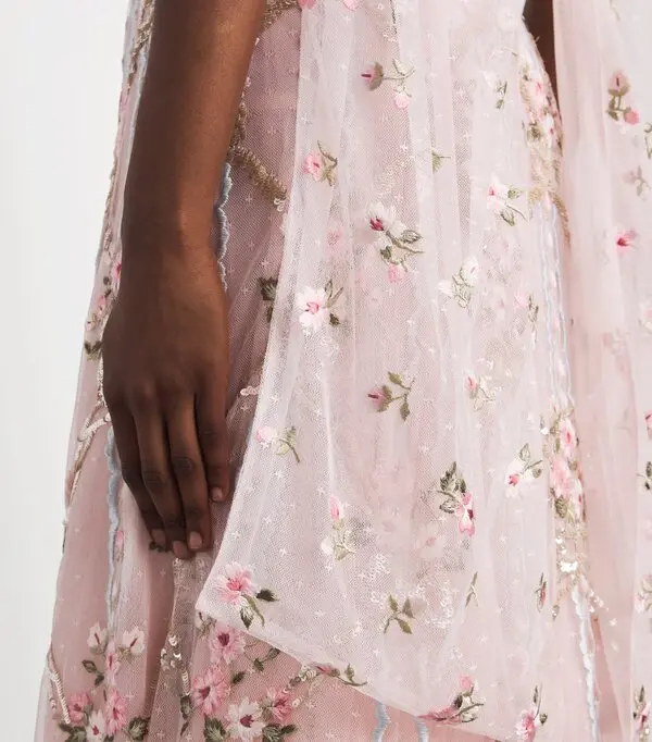 NEEDLE & THREAD Lovers Lace Gown With Scarf