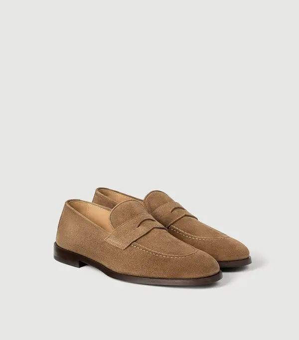 Brunello Cucinelli Suede Penny Loafers