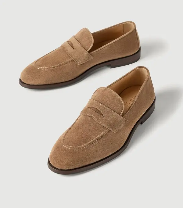 Brunello Cucinelli Suede Penny Loafers