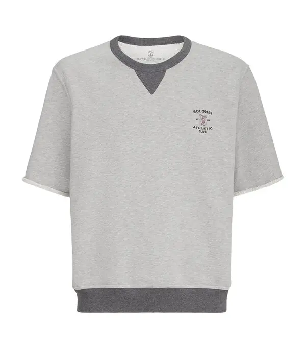 Brunello Cucinelli Cotton Logo Short-sleeve Sweatshirt