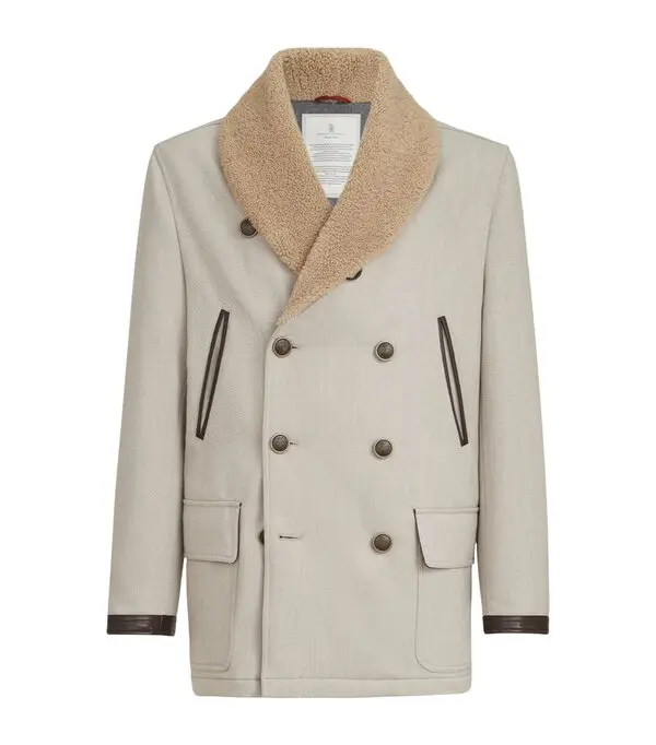 Brunello Cucinelli Wool-cashmere Shearling-collar Jacket