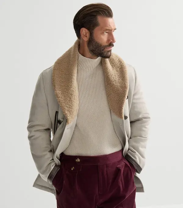 Brunello Cucinelli Wool-cashmere Shearling-collar Jacket