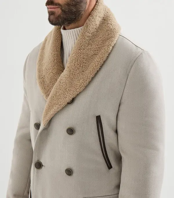 Brunello Cucinelli Wool-cashmere Shearling-collar Jacket