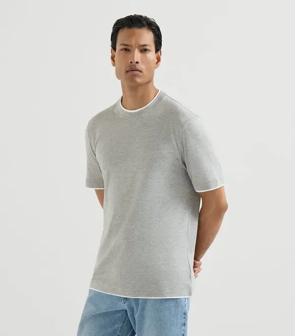 Brunello Cucinelli Silk-cotton Faux-layered T-shirt - Grey