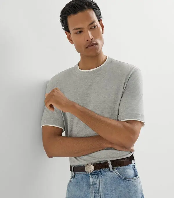 Brunello Cucinelli Silk-cotton Faux-layered T-shirt - Grey