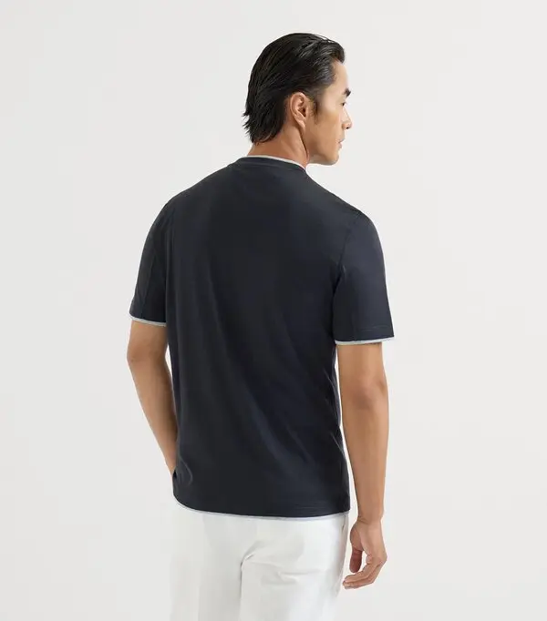 Brunello Cucinelli Silk-cotton Faux-layered T-shirt - Blue