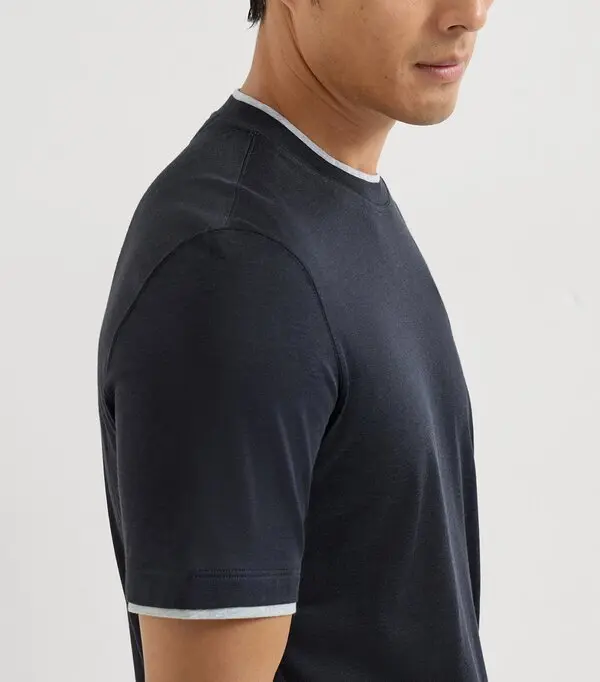 Brunello Cucinelli Silk-cotton Faux-layered T-shirt - Blue