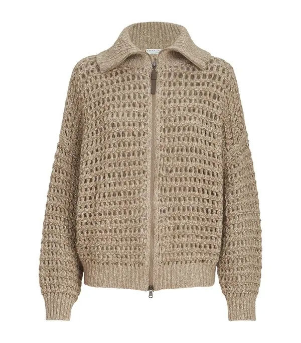 Brunello Cucinelli Wool-cashmere-blend Embellished Cardigan