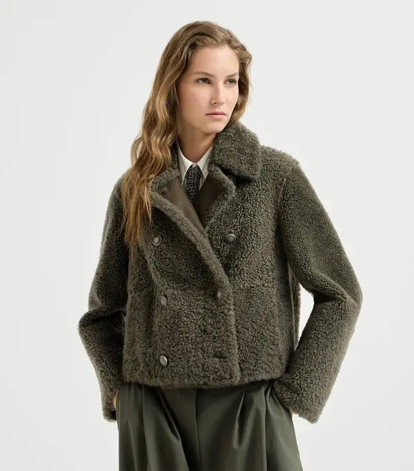 Brunello Cucinelli Shearling Pea Coat
