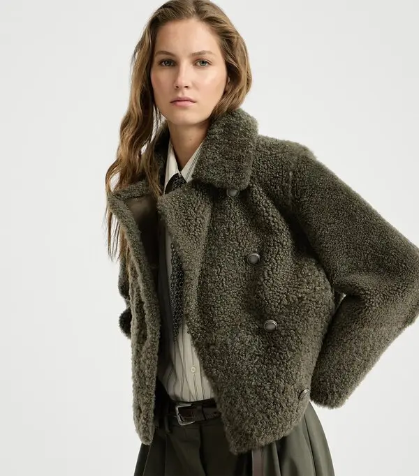 Brunello Cucinelli Shearling Pea Coat