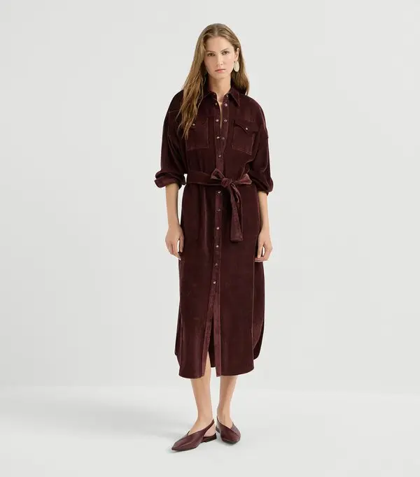 Brunello Cucinelli Corduroy Maxi Shirt Dress