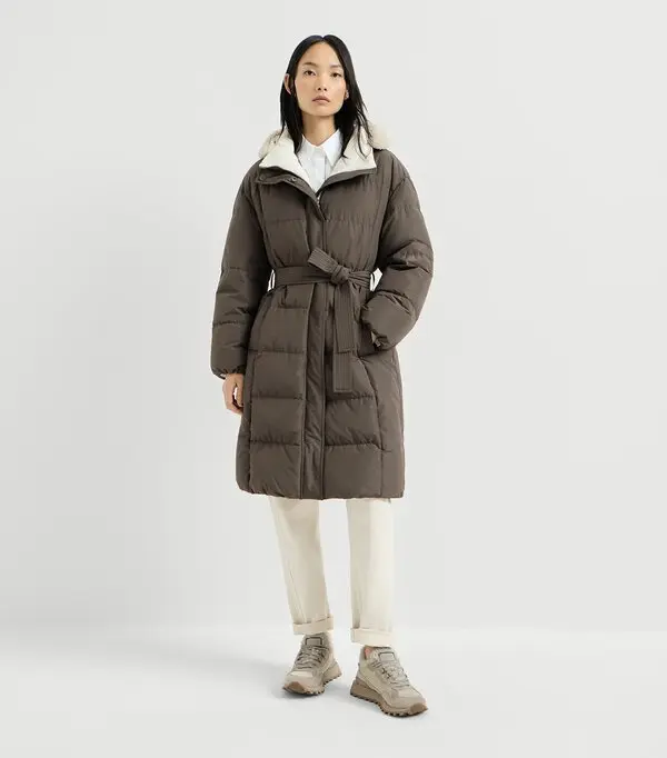 Brunello Cucinelli Down Taffeta Belted Puffer Jacket
