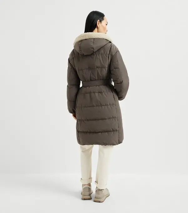Brunello Cucinelli Down Taffeta Belted Puffer Jacket