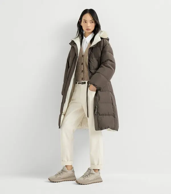 Brunello Cucinelli Down Taffeta Belted Puffer Jacket