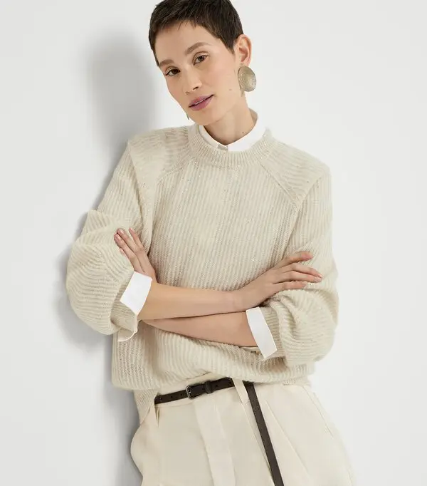 Brunello Cucinelli Rib-knit Embellished Sweater