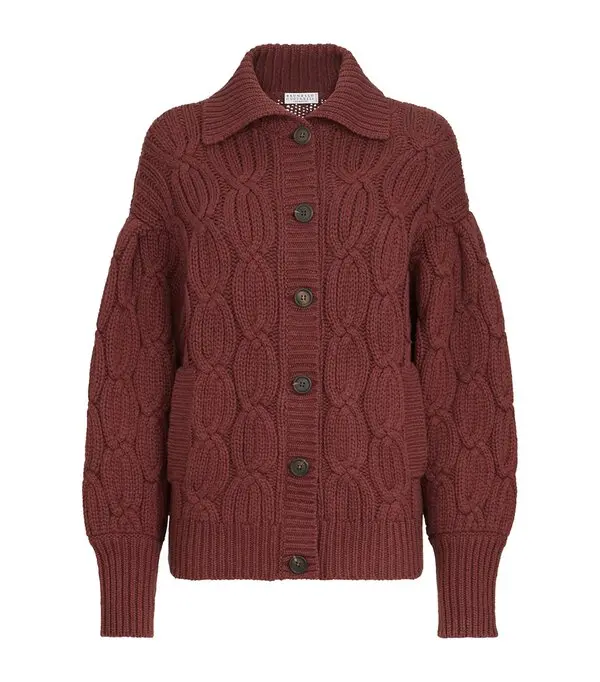 Brunello Cucinelli Cashmere Cable-knit Heritage Cardigan - Red