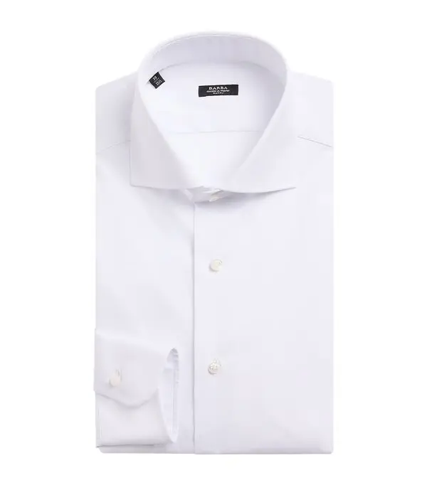 BARBA NAPOLI Stretch-cotton Poplin Slim Shirt - White