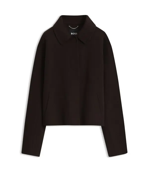 BOSS Melange Wool-blend Coat With A Point Collar