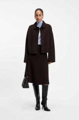 BOSS Melange Wool-blend Coat With A Point Collar