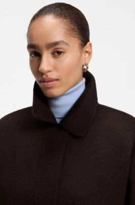 BOSS Melange Wool-blend Coat With A Point Collar
