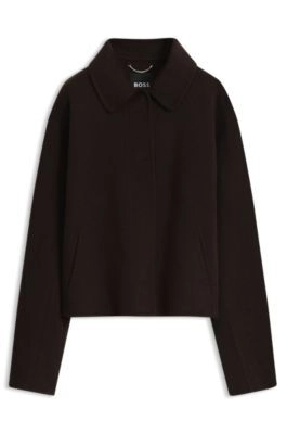 BOSS Melange Wool-blend Coat With A Point Collar
