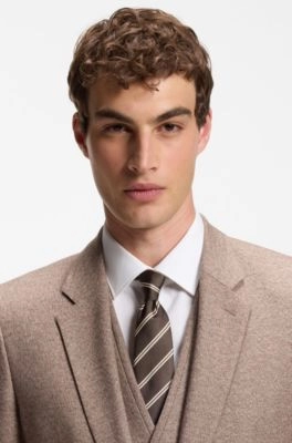Hugo Modern Silk-blend Tie With A Stripe Motif