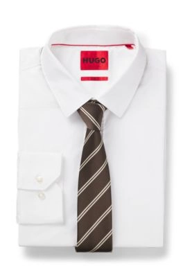 Hugo Modern Silk-blend Tie With A Stripe Motif