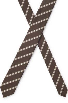 Hugo Modern Silk-blend Tie With A Stripe Motif