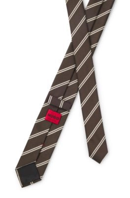 Hugo Modern Silk-blend Tie With A Stripe Motif