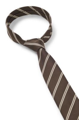 Hugo Modern Silk-blend Tie With A Stripe Motif