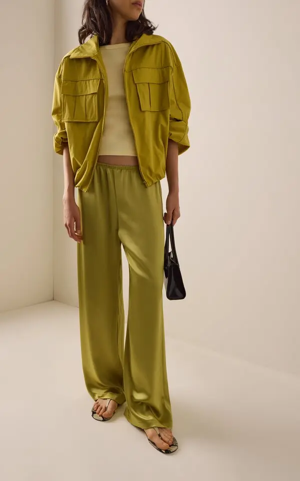 LESET Barb Satin Wide-leg Pants